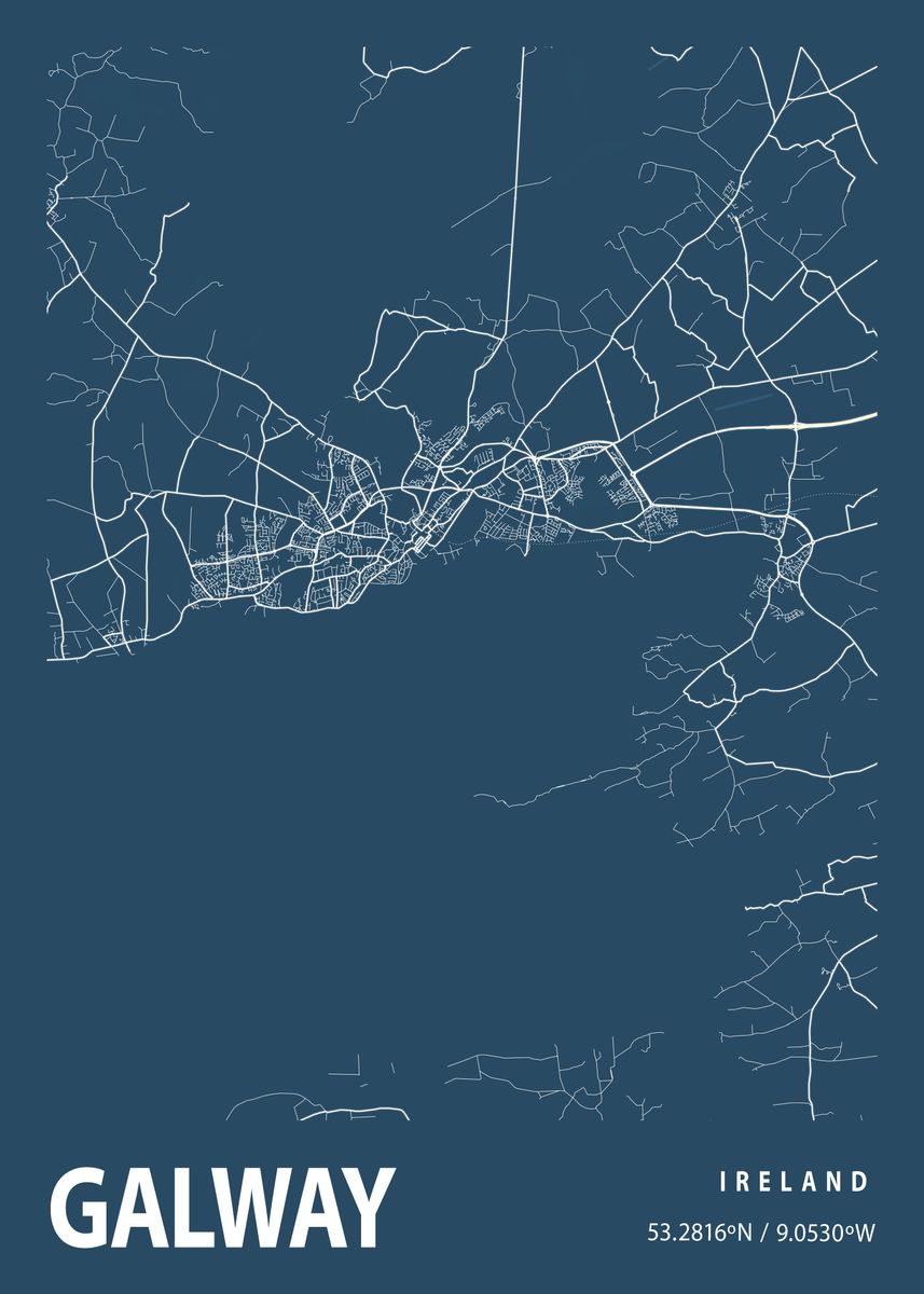 'Galway Blueprint Street' Poster, picture, metal print, paint by Tien ...