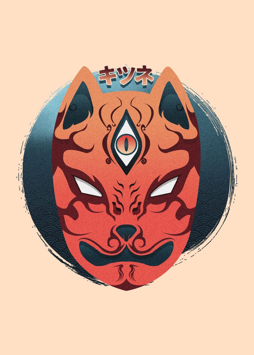 'Kitsune' Poster, picture, metal print, paint by Hiro Labs | Displate