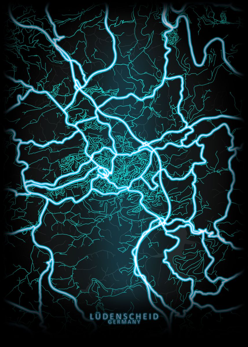 'Ludenscheid Germany' Poster, picture, metal print, paint by City Map ...