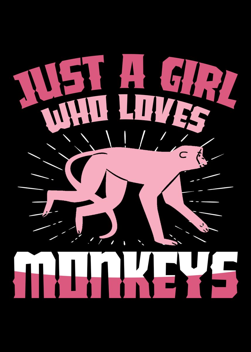 'A girl who loves monkeys' Poster, picture, metal print, paint by ...