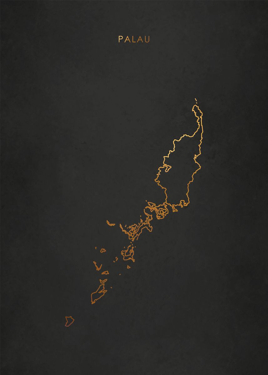 'Gold Palau Map' Poster, picture, metal print, paint by aio | Displate