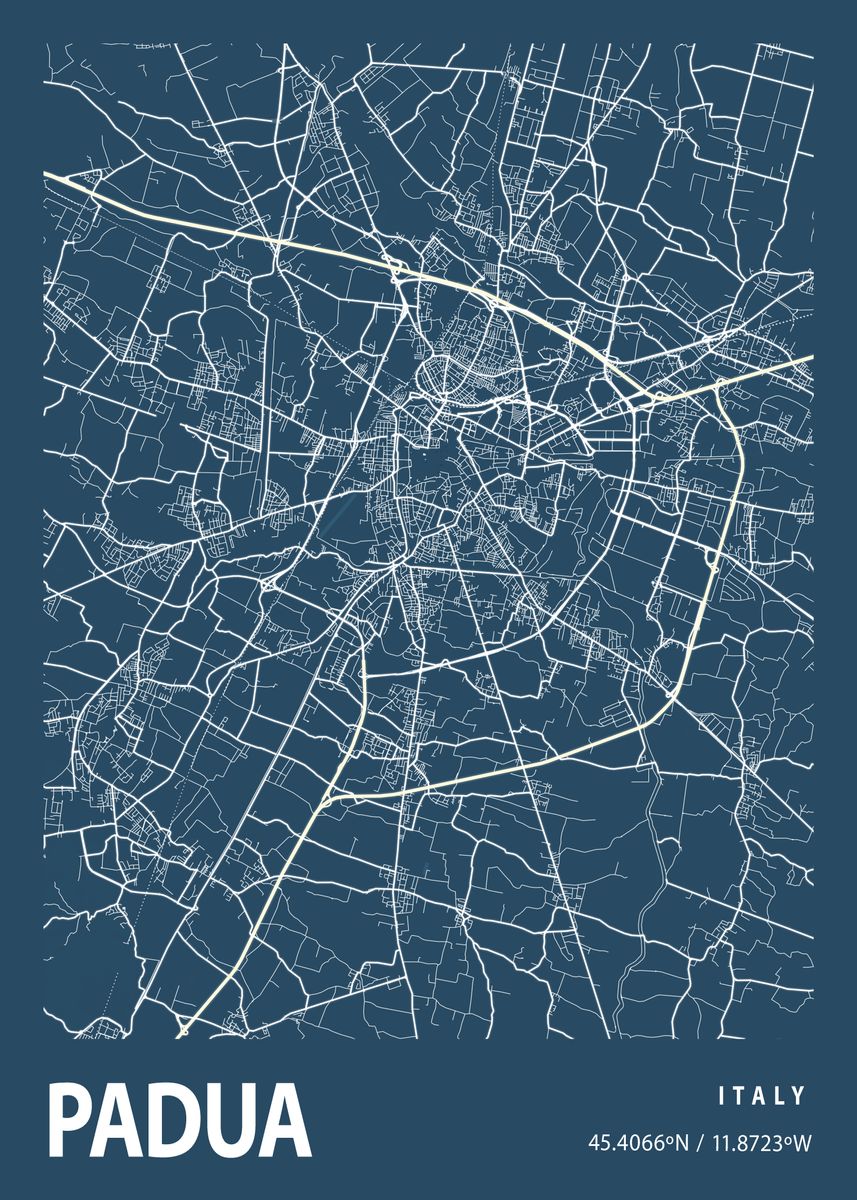 'Padua Blueprint Street Map' Poster by Tien Stencil | Displate
