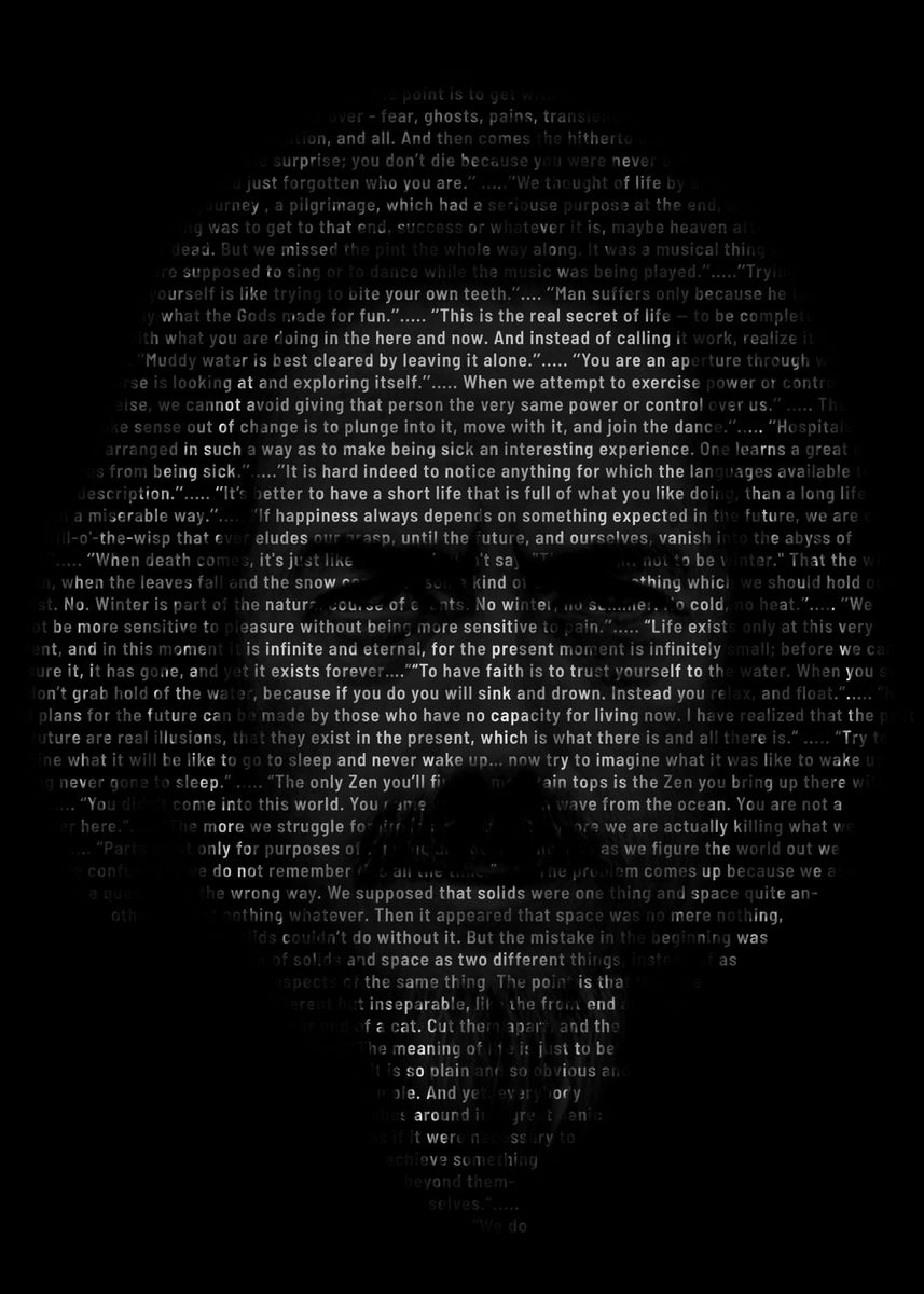 'Alan Watts textart' Poster, picture, metal print, paint by Edgars ...