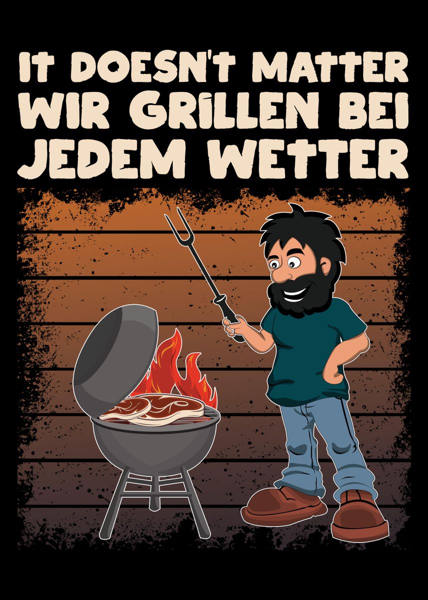 'Barbecue At Any Weather' Poster, picture, metal print, paint by ...