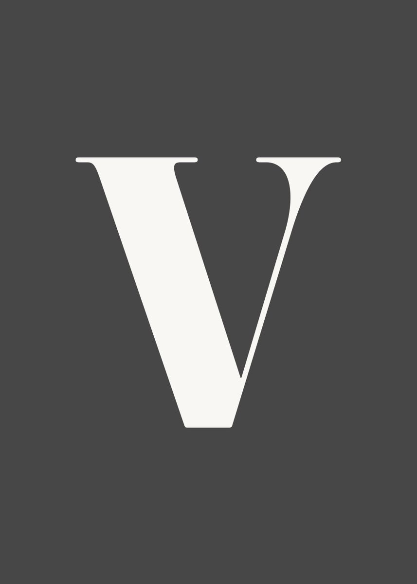 'Grey Letter V Print' Poster, picture, metal print, paint by ...