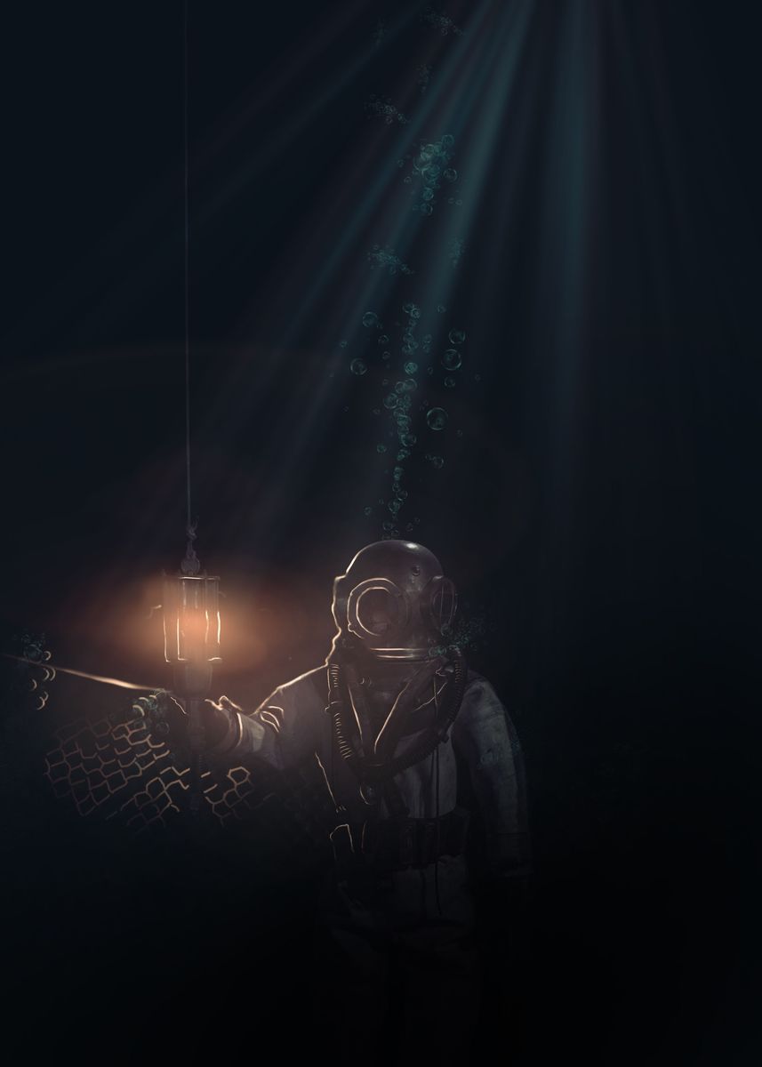 'Diving Secret ' Poster, picture, metal print, paint by ...