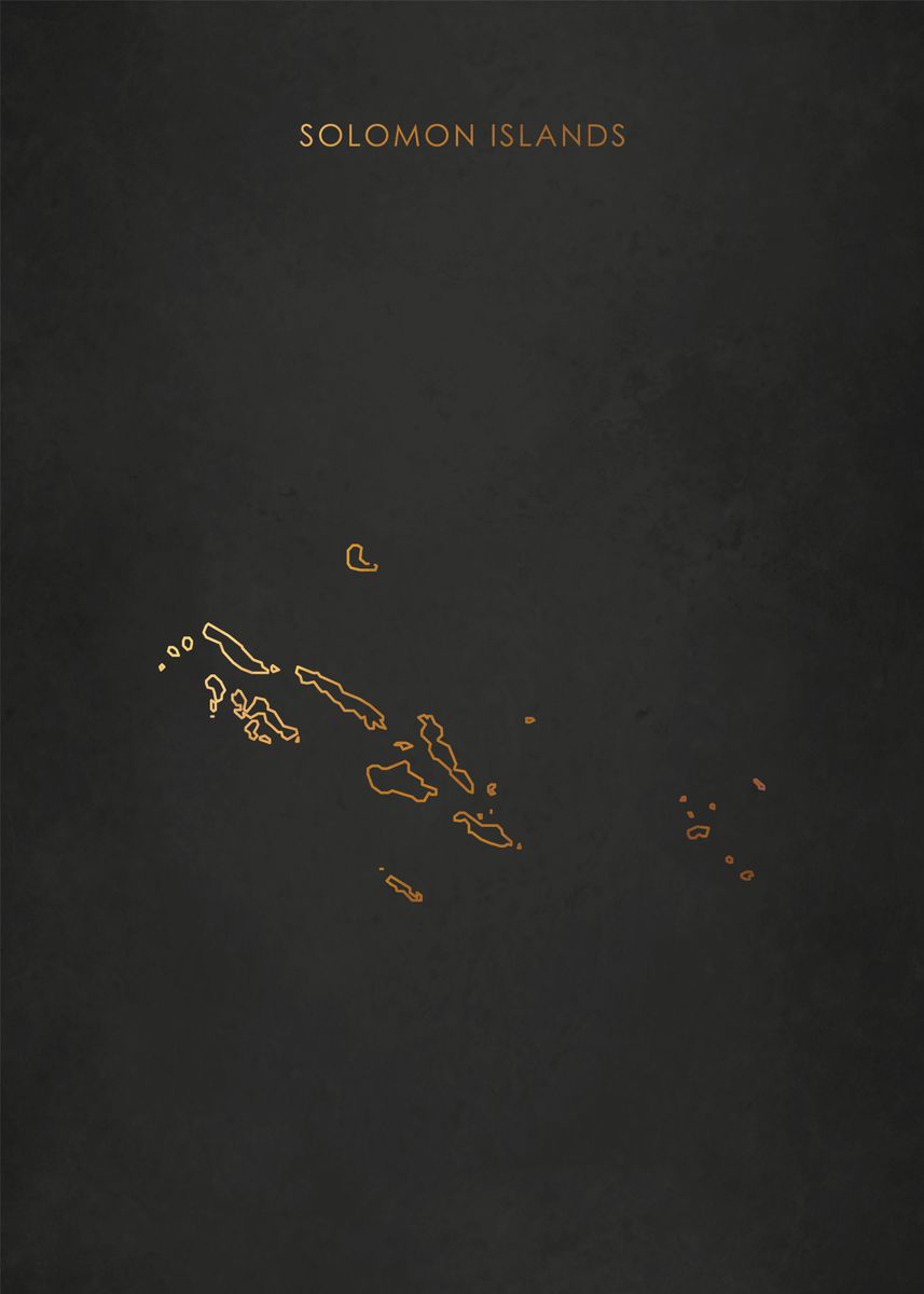 'Gold Solomon Islands Map' Poster, picture, metal print, paint by aio ...
