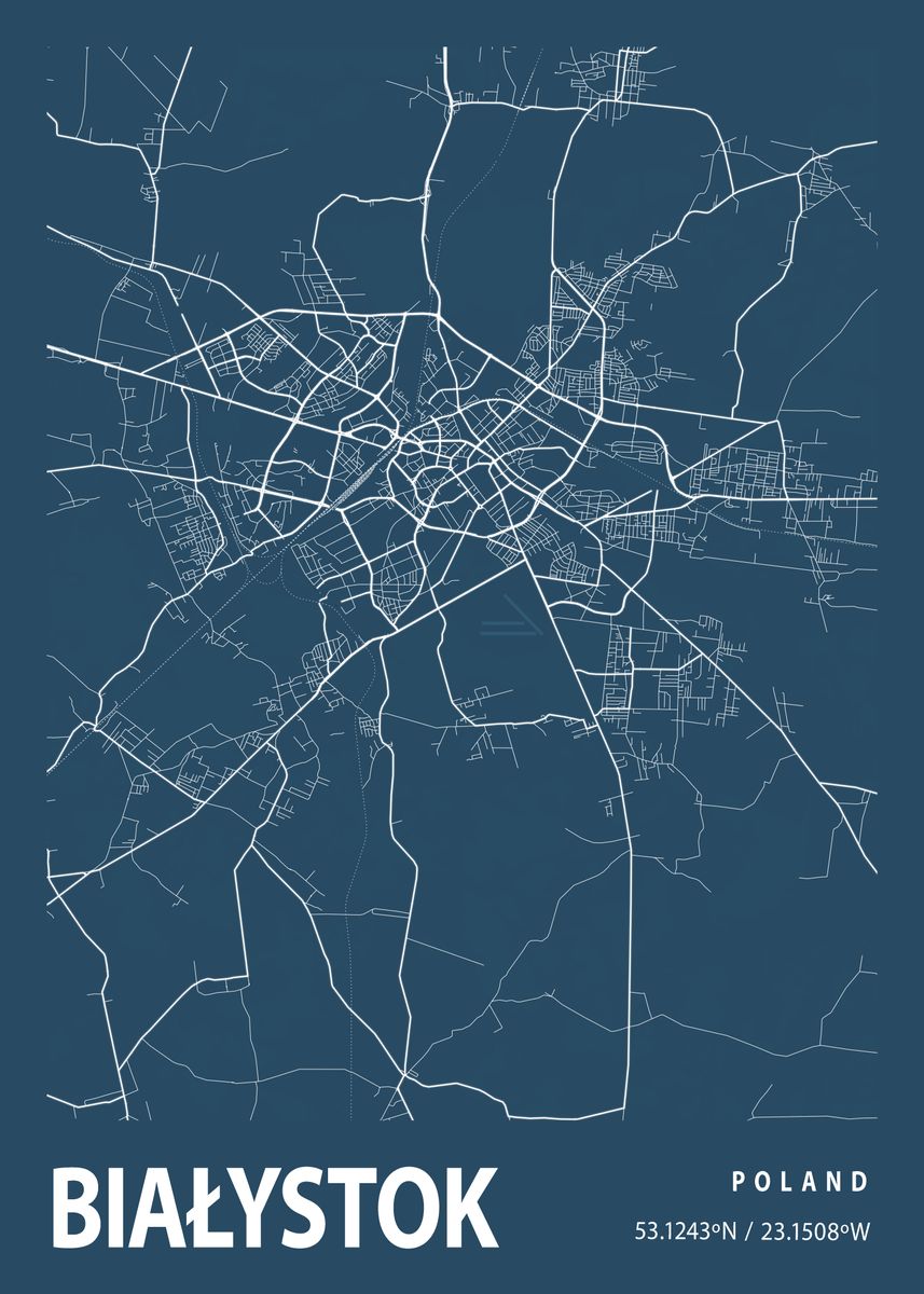 'Biaystok Blueprint Street' Poster by Tien Stencil | Displate