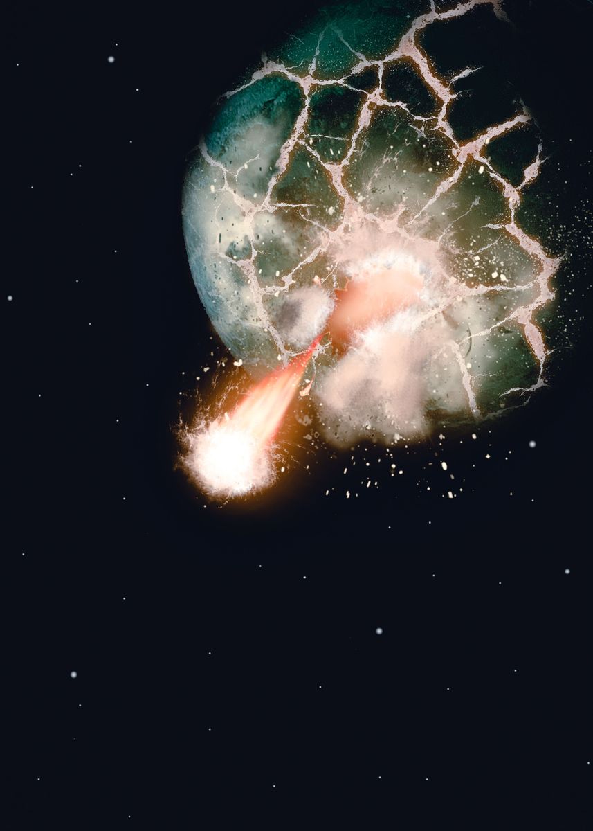 'planet boom ' Poster, picture, metal print, paint by ...