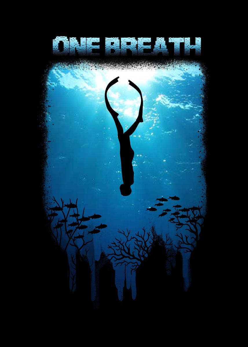 'Freediving One Breath Divi' Poster, picture, metal print, paint by ...