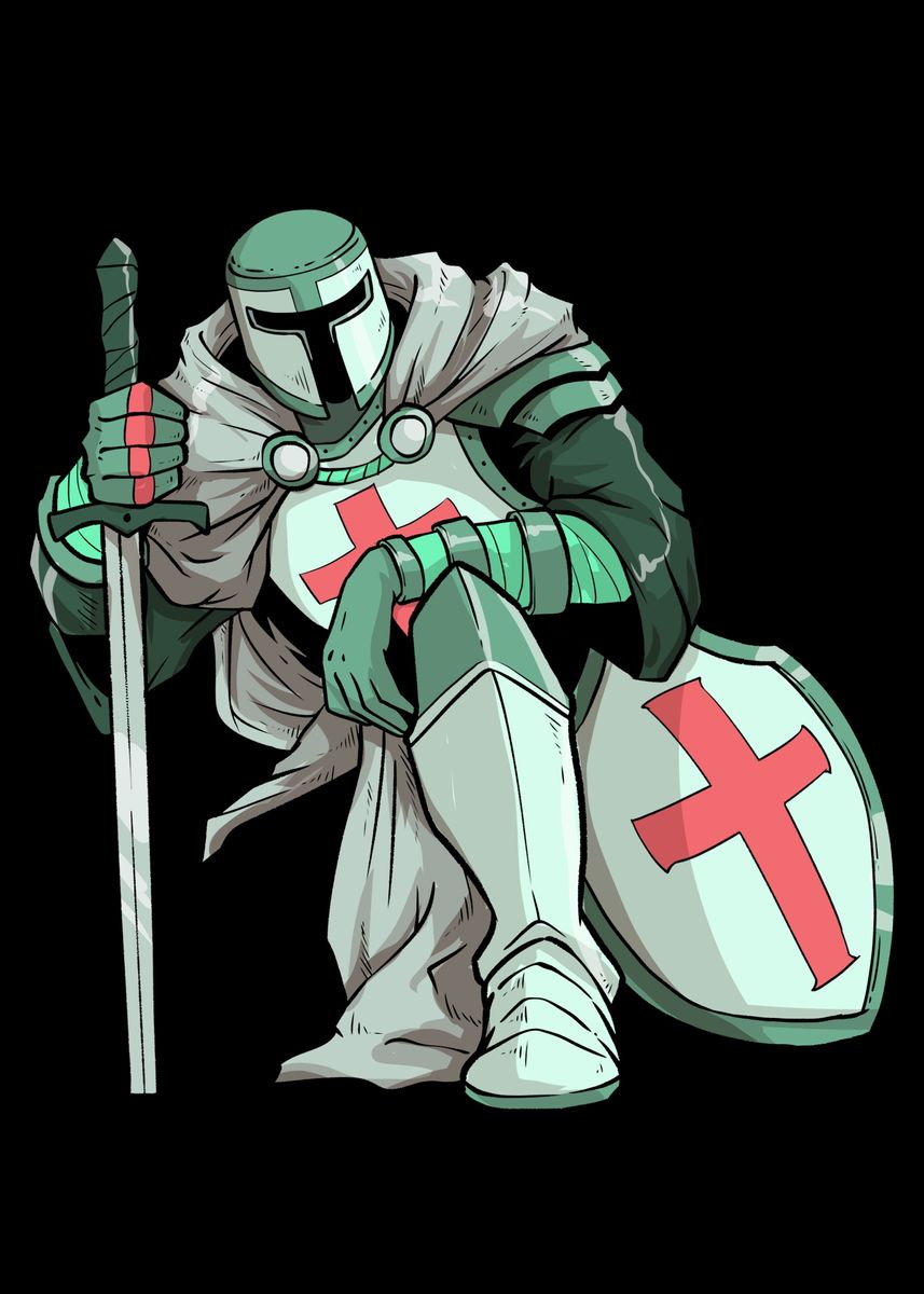 'Kneeing Knight Crusader' Poster by Adventurors | Displate
