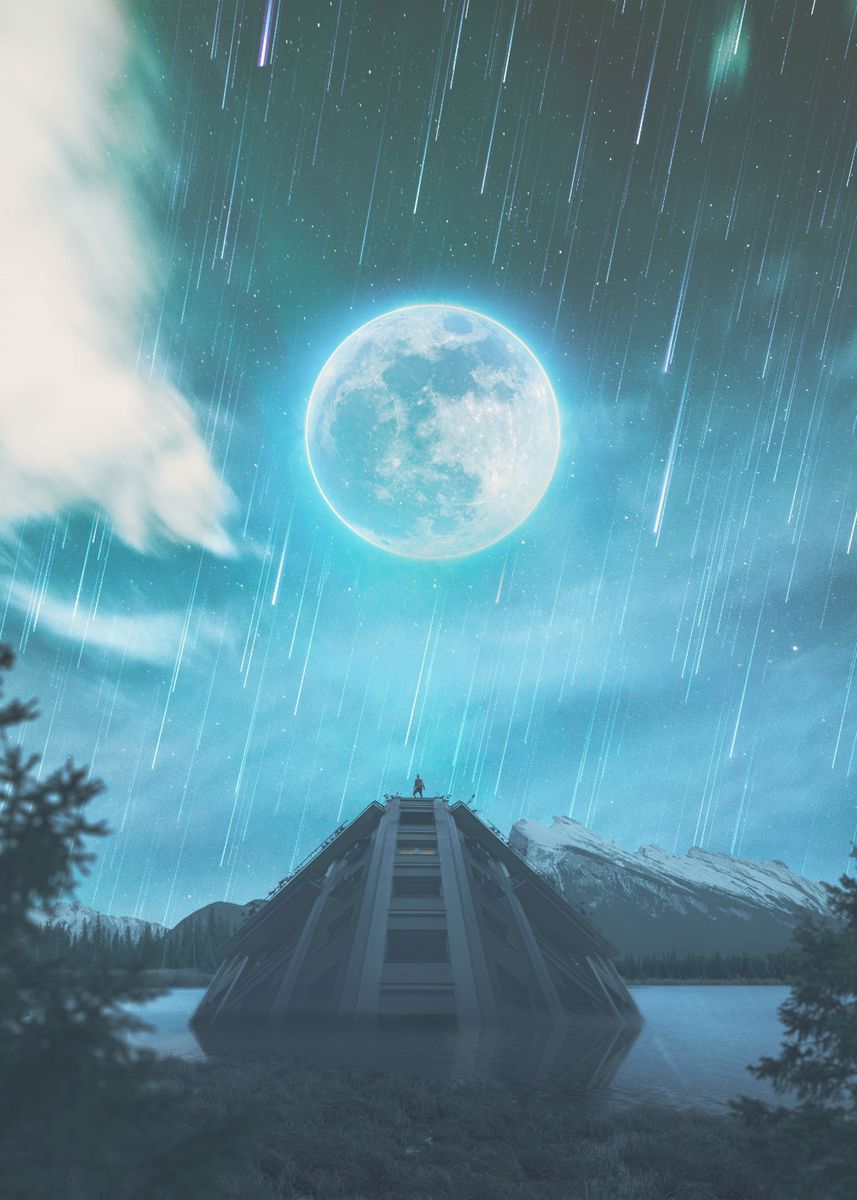 'moonlight' Poster, picture, metal print, paint by Trigonal Art | Displate