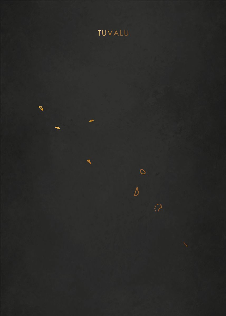 'Gold Tuvalu Map' Poster, picture, metal print, paint by aio | Displate