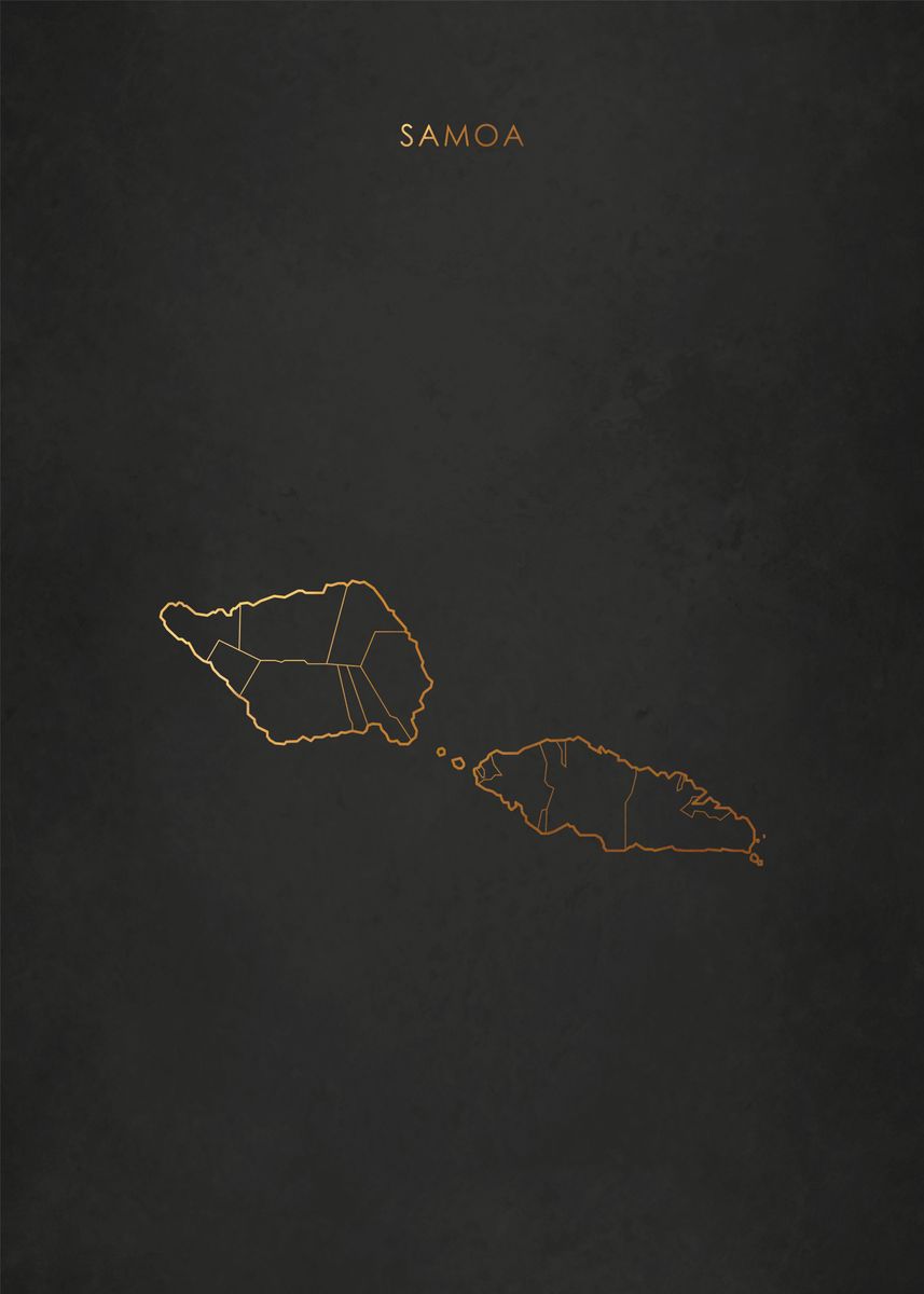 'Gold Samoa Map' Poster, picture, metal print, paint by aio | Displate