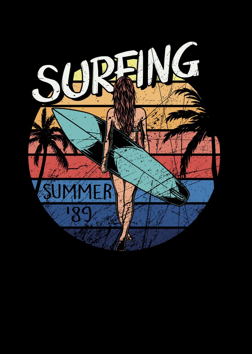 'Surfer Surfboard Surfing' Poster, picture, metal print, paint by ...