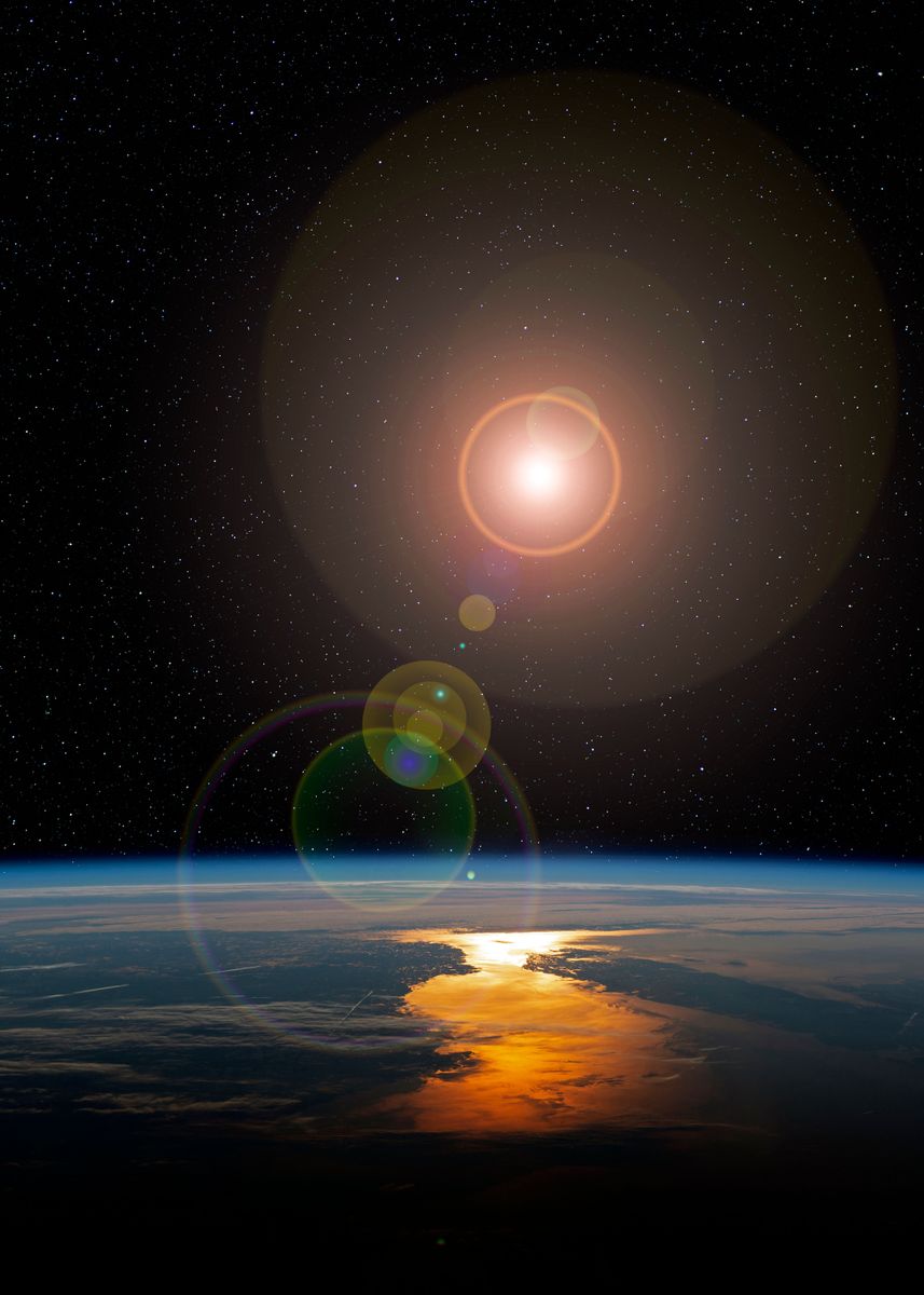 'Sunset from Space' Poster, picture, metal print, paint by Marcel ...
