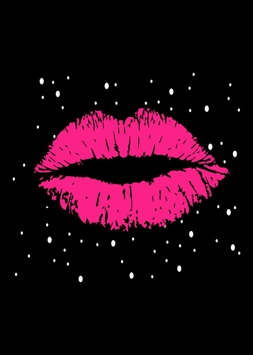 'Hot Pink Neon Lips' Poster, picture, metal print, paint by John DonJoe ...