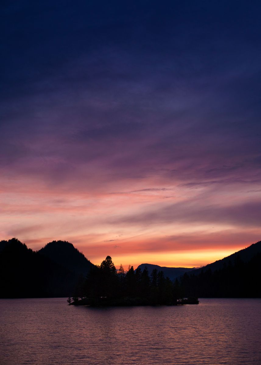 'Sunset Lake' Poster, picture, metal print, paint by Brandt | Displate