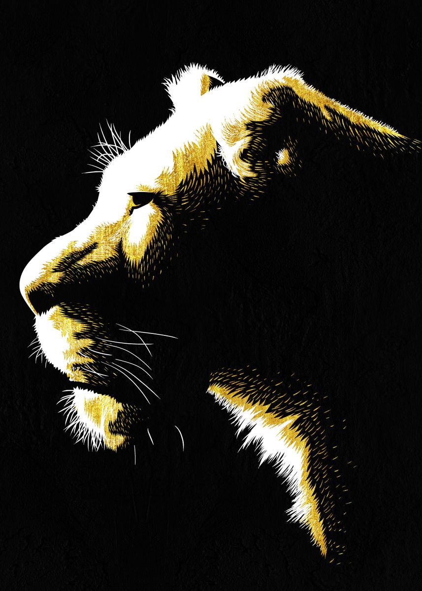 'Golden lioness' Poster, picture, metal print, paint by Alberto Perez ...