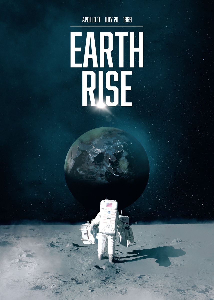 'Earth Rise' Poster, picture, metal print, paint by Mr Jackpots | Displate