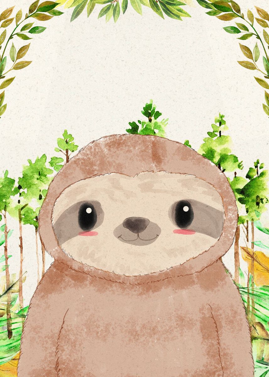 'Sloth Jungle Poster' Poster by Giovanni Poccatutte | Displate