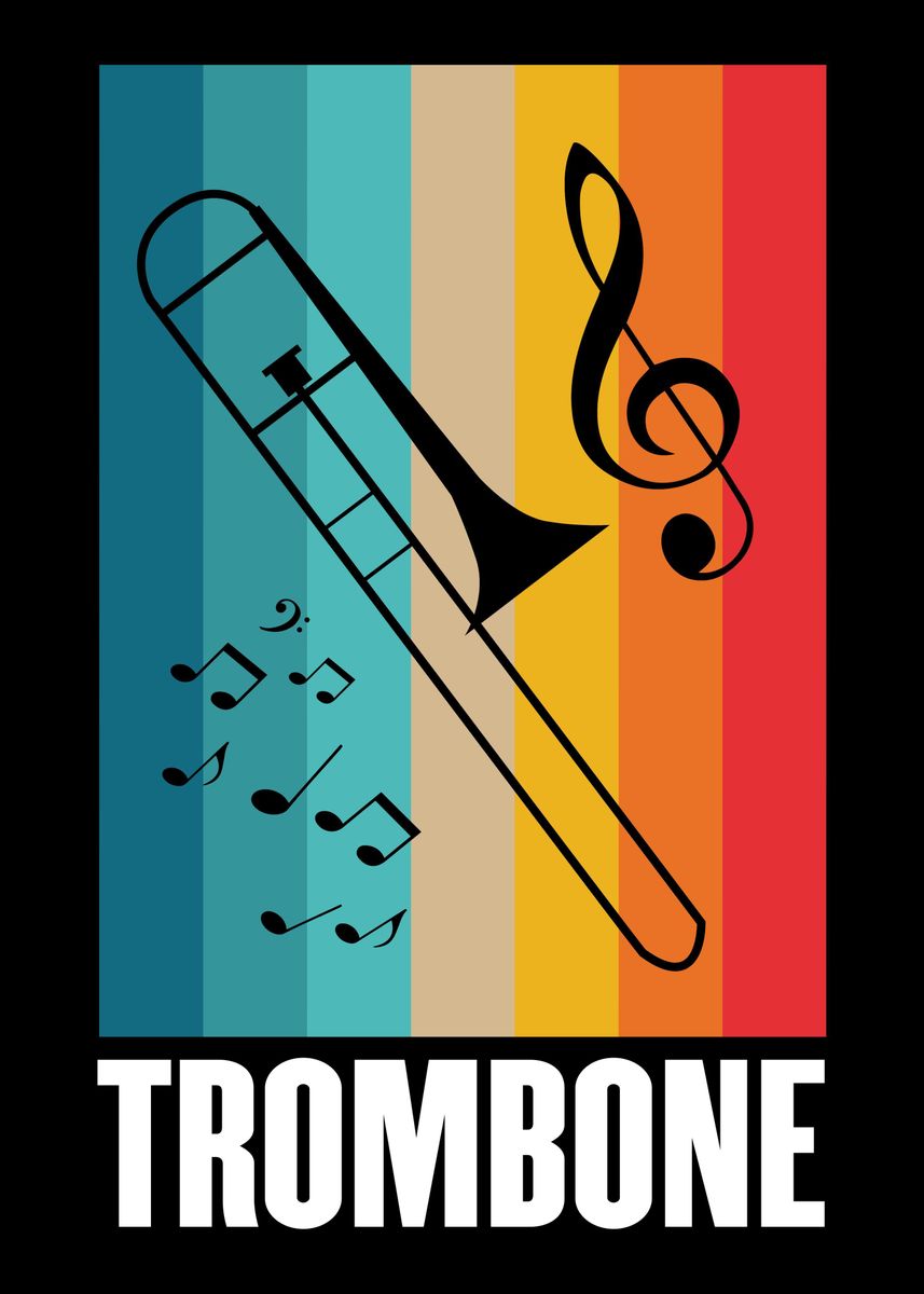 'trombone' Poster, picture, metal print, paint by Hexor | Displate