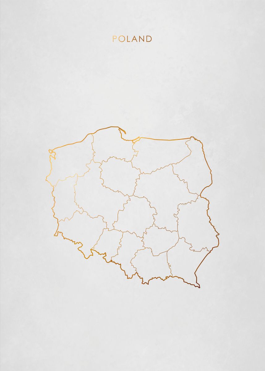 'Gold Poland Map' Poster by Alo | Displate