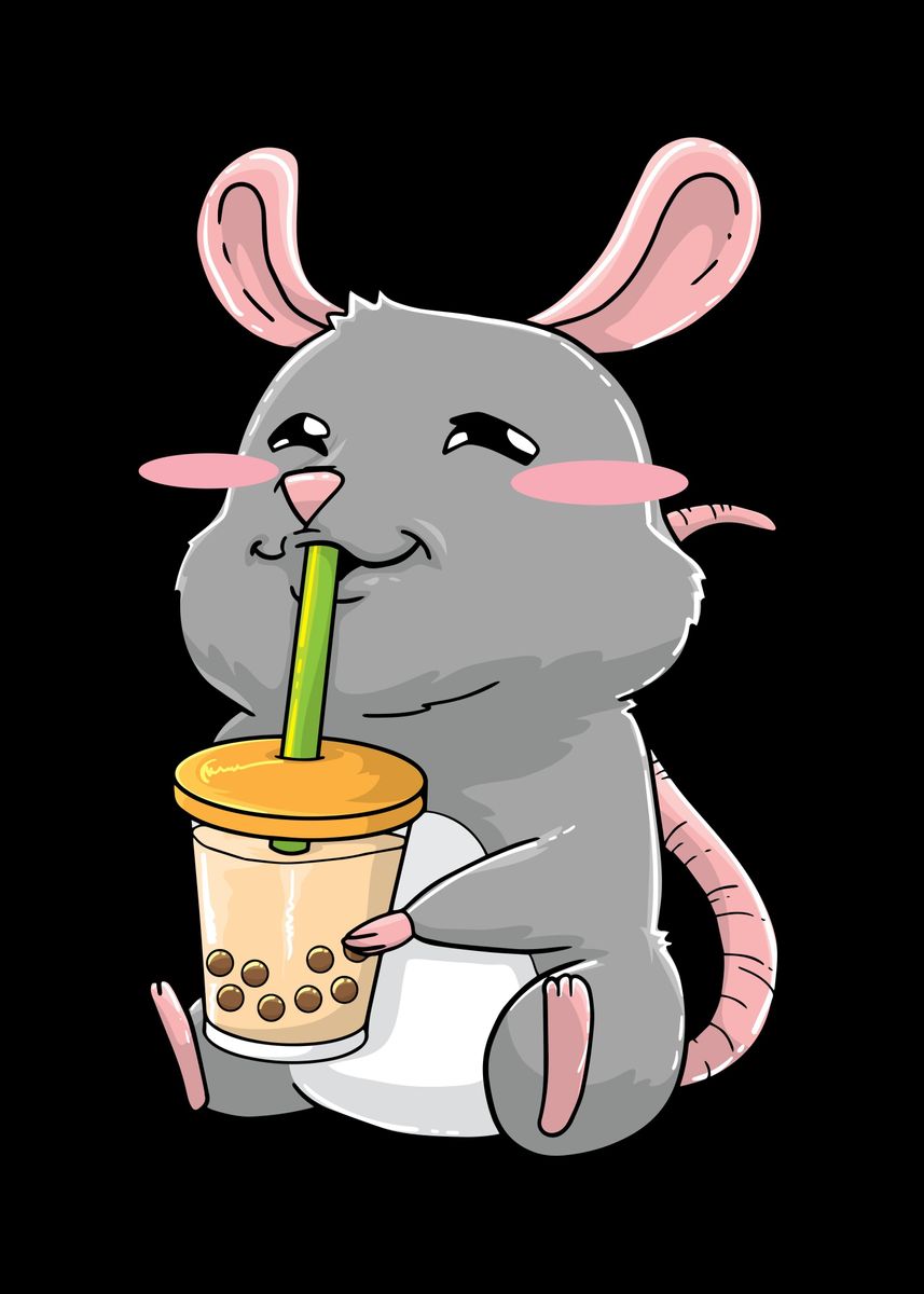 'Rat Bubble Tea Boba Drink ' Poster by Mealla | Displate