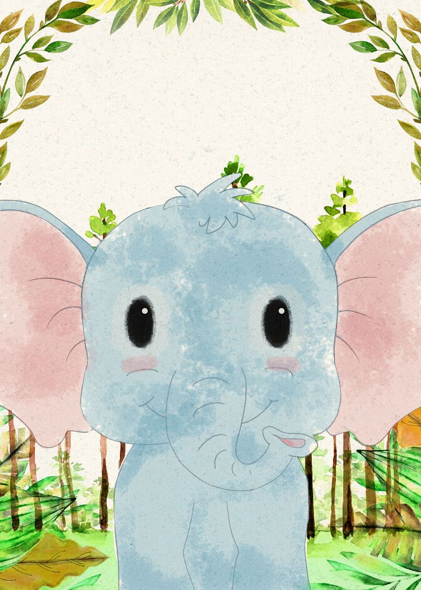 'Elephant Jungle Poster' Poster, picture, metal print, paint by ...
