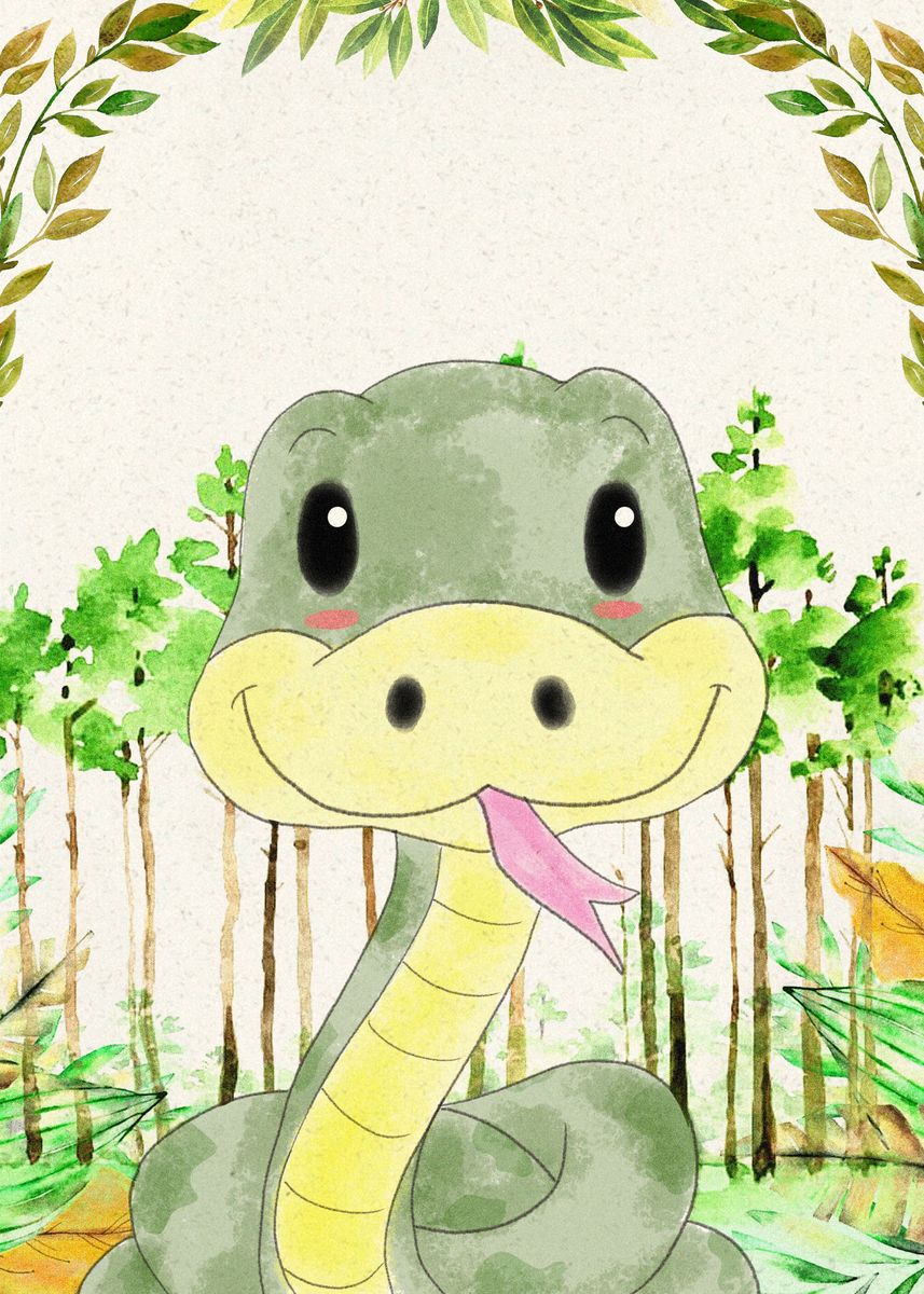 'Snake Jungle Poster' Poster, picture, metal print, paint by Giovanni ...