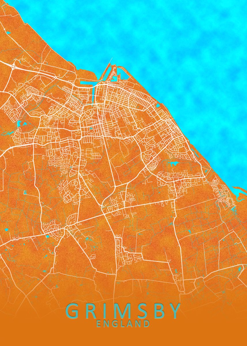 'Grimsby England' Poster, picture, metal print, paint by City Map Art ...