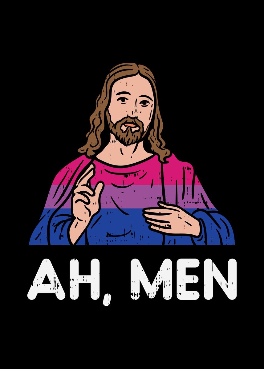 'Jesus Bisexual Pride' Poster, picture, metal print, paint by ...