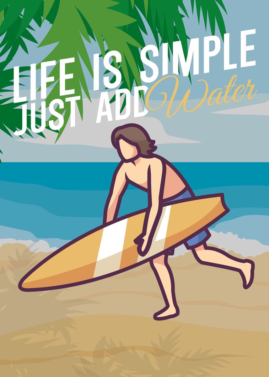 'Just add Water Surfing' Poster by maxdesign | Displate