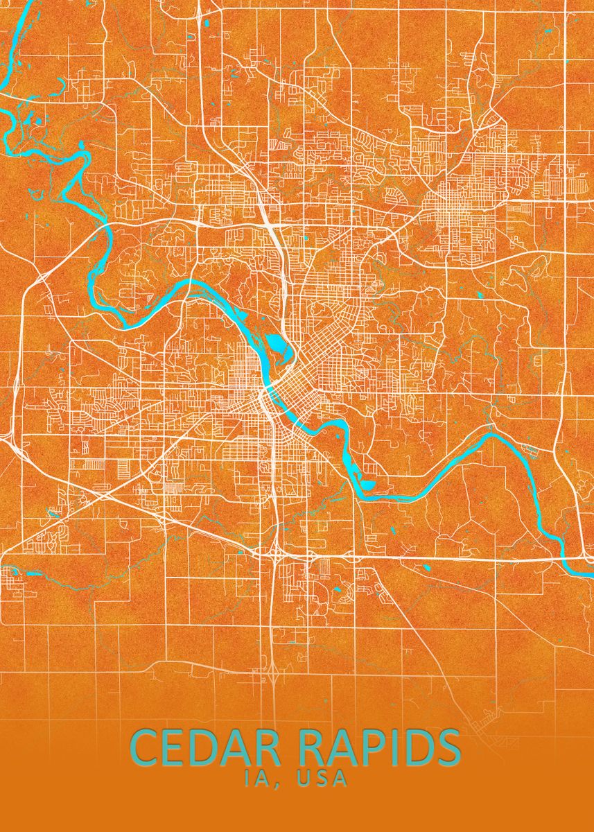 'Cedar Rapids IA USA' Poster, picture, metal print, paint by City Map ...
