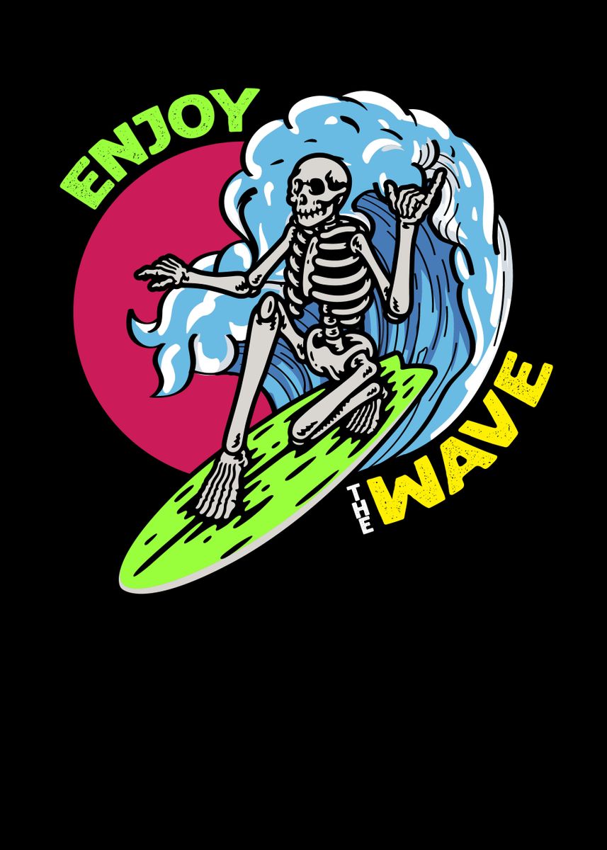 'Surfer Surfboard Surfing' Poster, picture, metal print, paint by ...