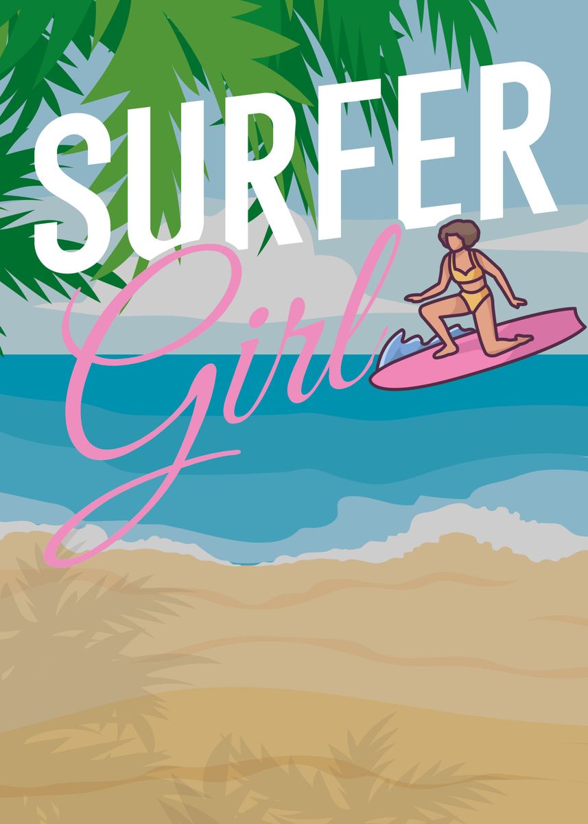 'Surfer Girl' Poster, picture, metal print, paint by maxdesign | Displate