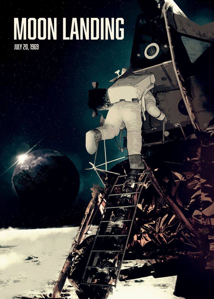 'Moon Landing' Poster, picture, metal print, paint by Mr Jackpots ...