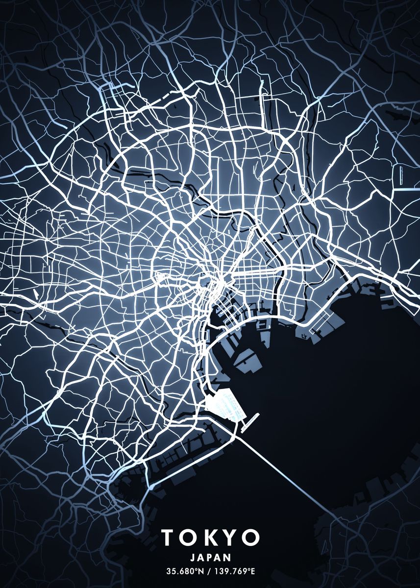 'Tokyo Map Posters' Poster by Merah Djoeang | Displate