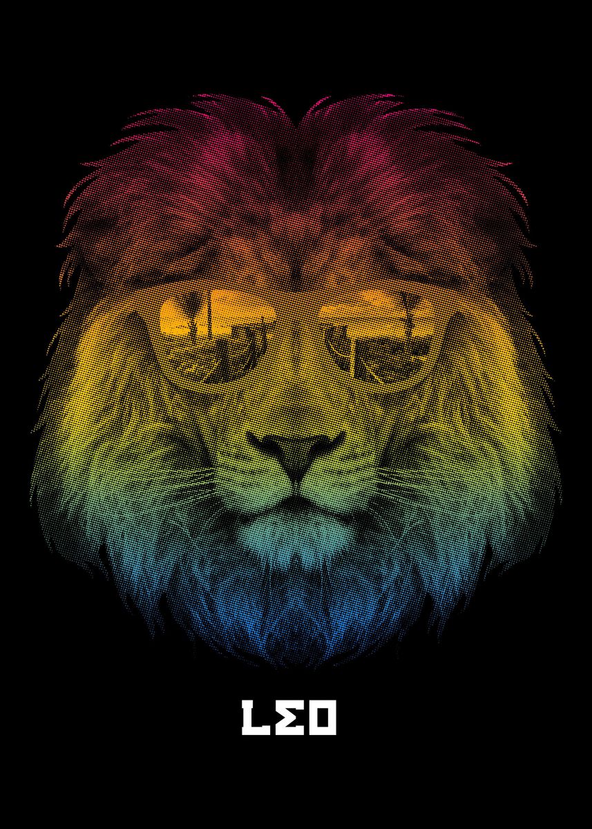 'Leo Zodiac Cool Lion' Poster, picture, metal print, paint by John ...