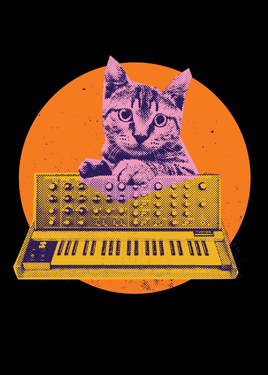 'Cat Synth' Poster by StonerPlates | Displate