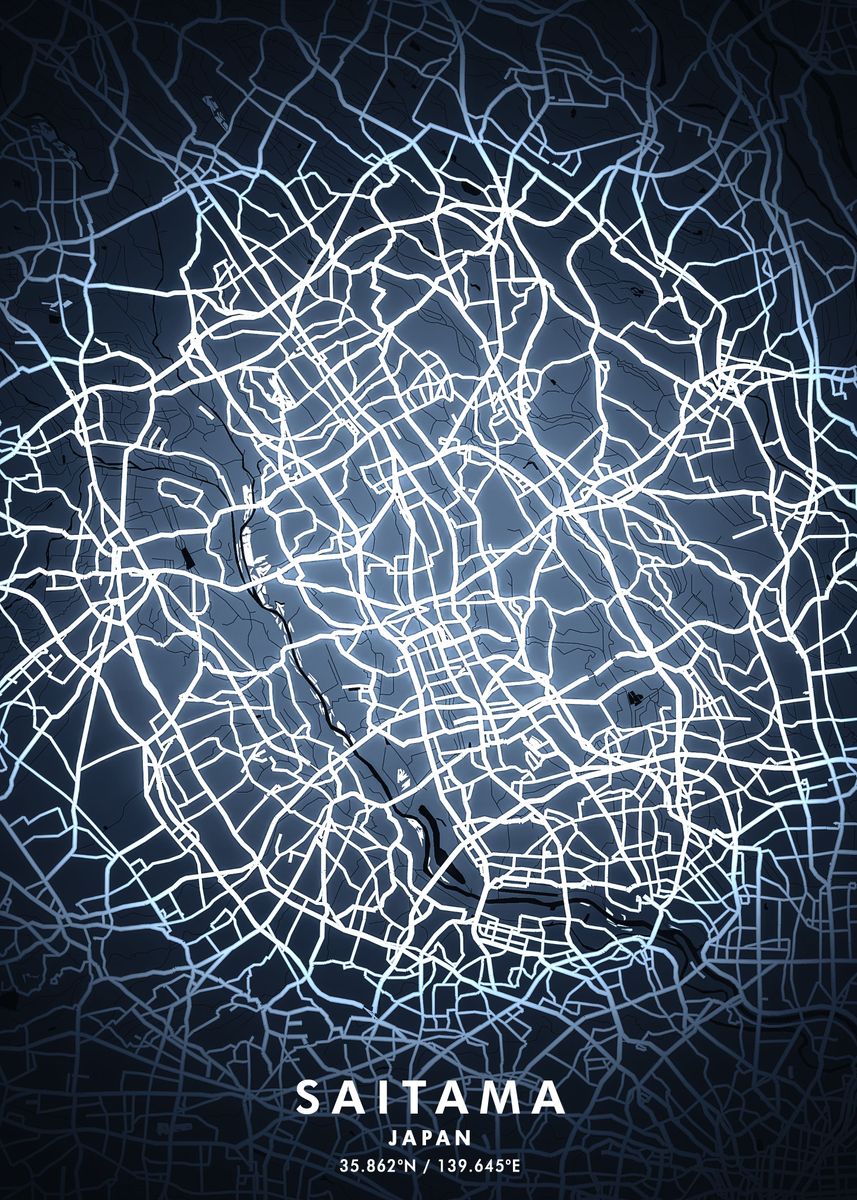 'Saitama Map Posters' Poster, picture, metal print, paint by Merah ...