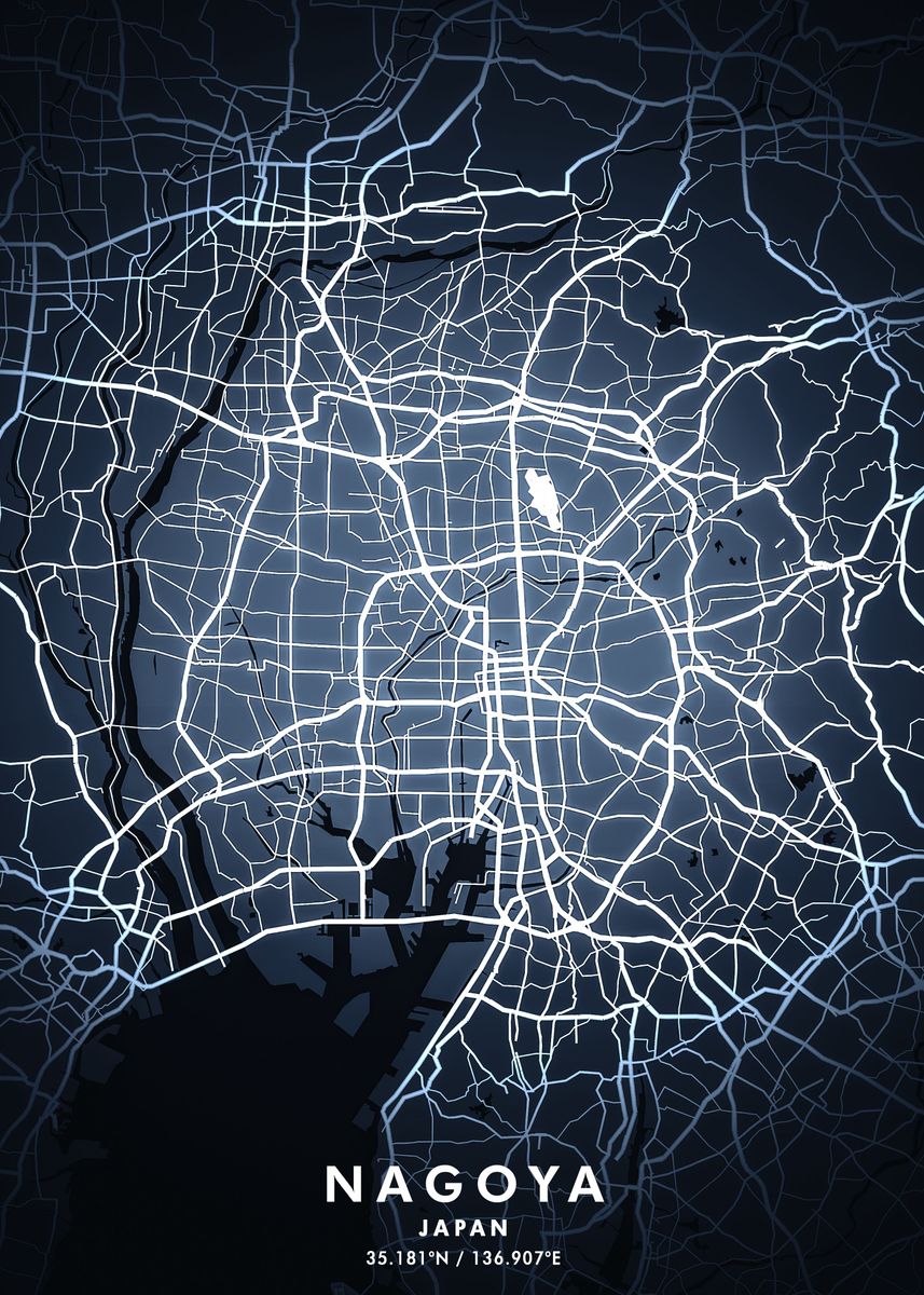 'Nagoya Map Posters' Poster by Merah Djoeang | Displate