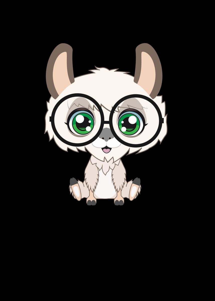 'Alpaca Glasses cute sweat ' Poster by XASTY | Displate