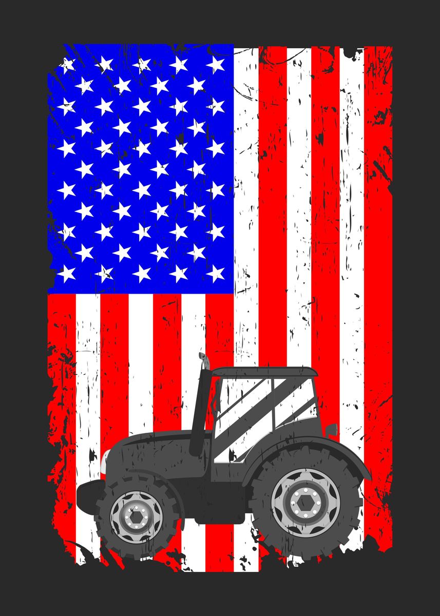 'Tractor American Flag Patr' Poster by bobbyMC | Displate
