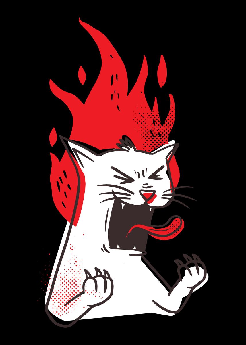 'Angry cat' Poster, picture, metal print, paint by Stefanie Herrmann ...