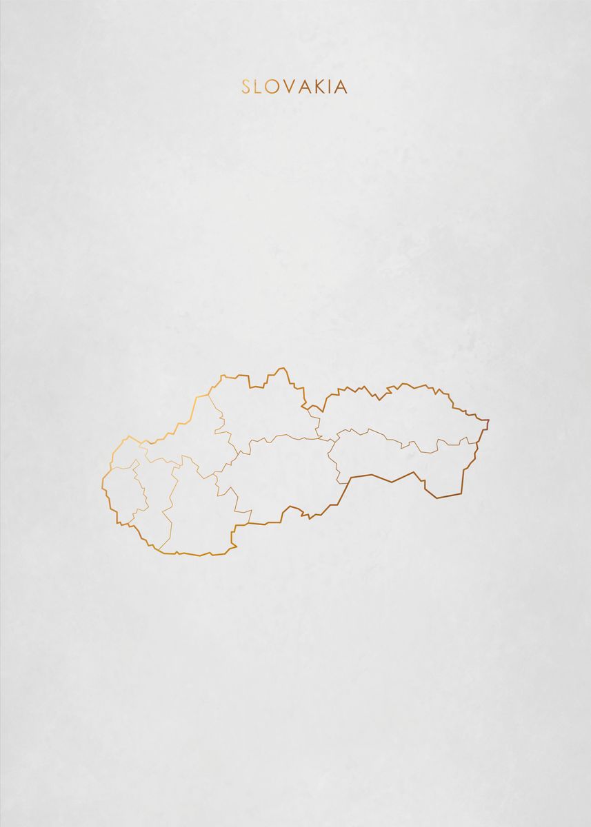 'Gold Slovakia Map' Poster, picture, metal print, paint by aio | Displate