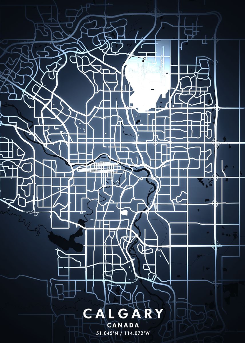 'Calgary Map Posters' Poster by Merah Djoeang | Displate