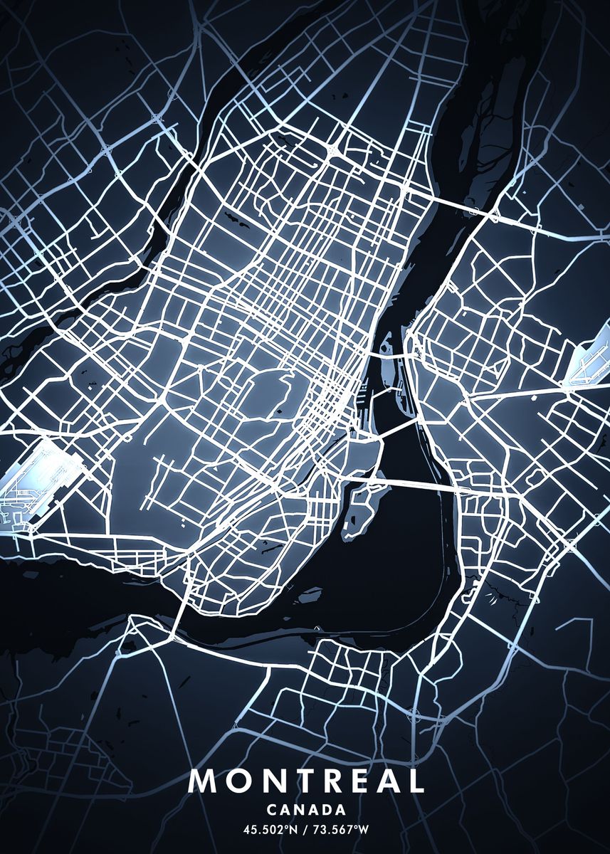 'Montreal Map Posters' Poster, picture, metal print, paint by Merah ...