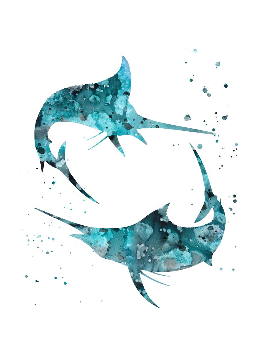 'Swordfish ' Poster, picture, metal print, paint by RosaliasArt | Displate