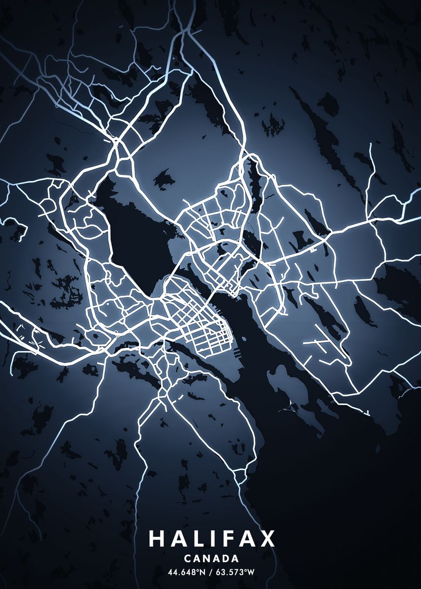 'Halifax Map Posters' Poster, picture, metal print, paint by Merah ...